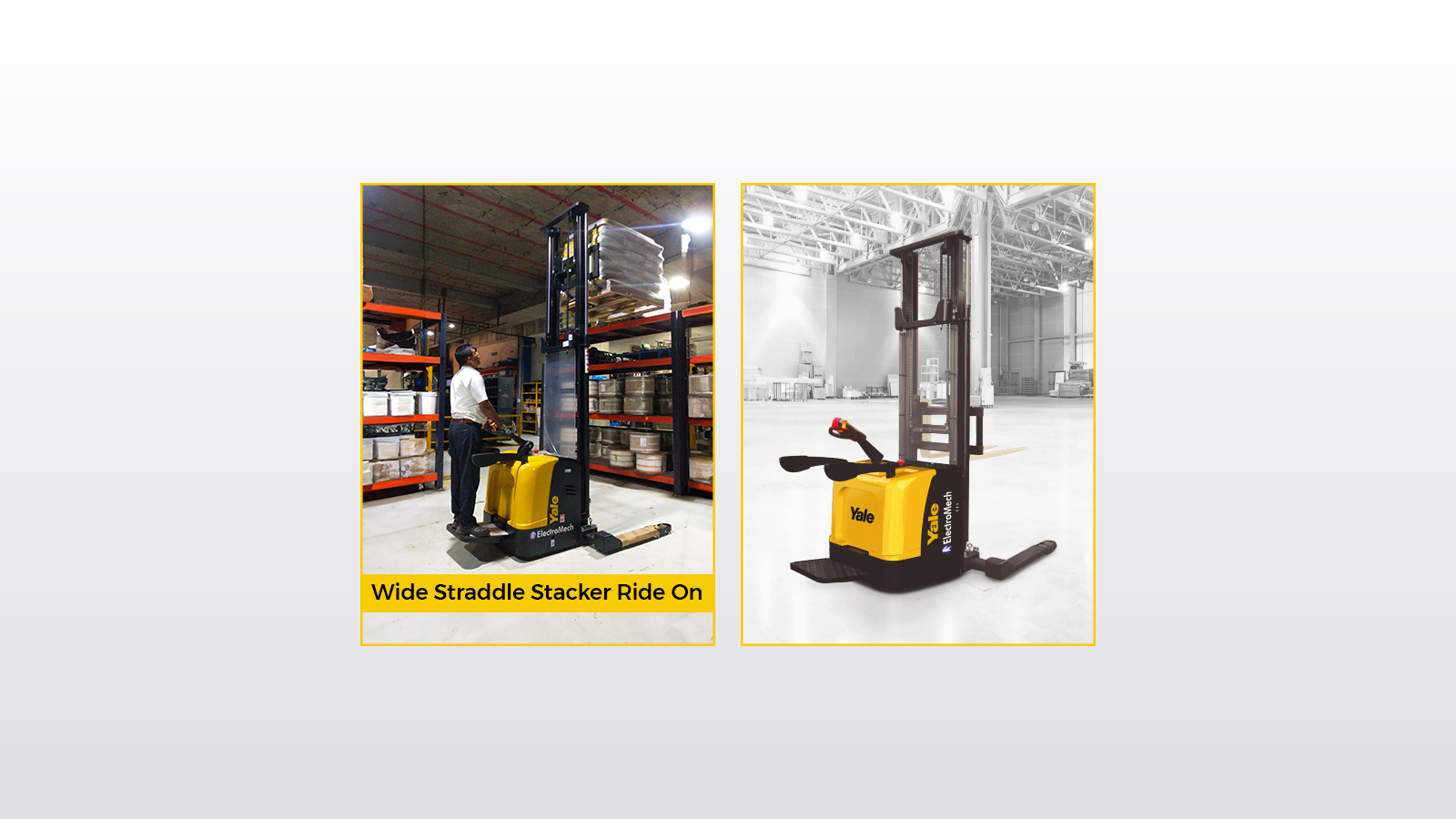 Wide Straddle Stacker - Ride on | ElectroMech-Yale
